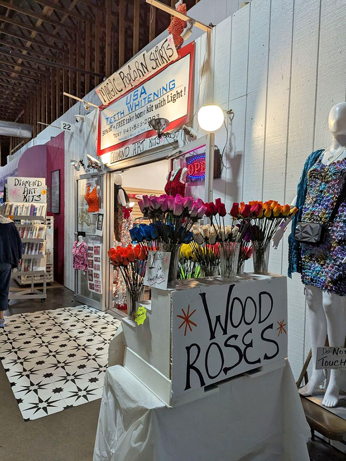 Handcrafted wooden roses that never wilt—the perfect Florida souvenir that won't die in your suitcase before you reach Cincinnati.