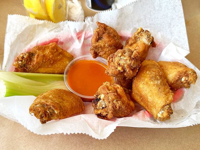 Chicken wings that prove Fisherman's isn't just a one-trick pony. Crispy, saucy, and impossible to eat politely.