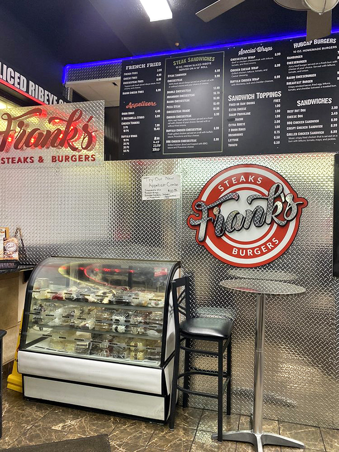 The counter where decisions are made and appetites are satisfied. Frank's efficient setup keeps the focus where it belongs&mdash;on the food.