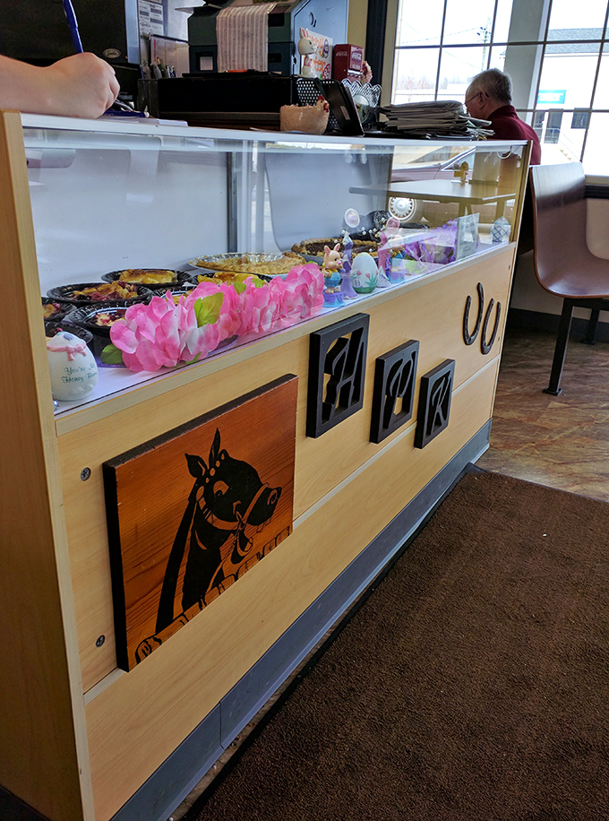 
The display case offers a glimpse of homemade desserts waiting their turn. Like Broadway understudies with sugar instead of jazz hands. 