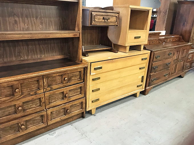 Solid wood furniture that remembers when craftsmanship mattered. These drawers have been sliding smoothly since before smartphones existed.