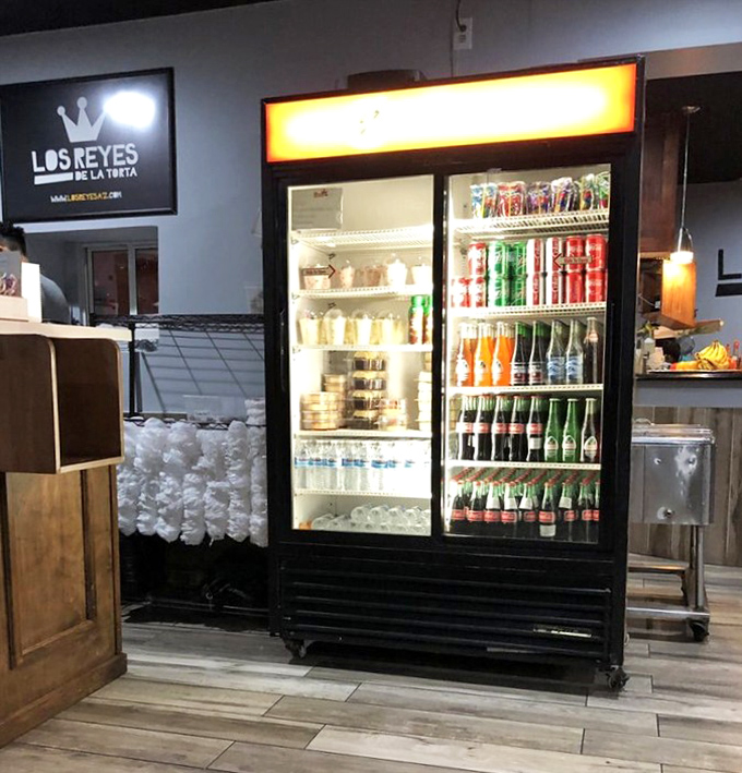 The drink cooler – a colorful oasis of refreshment standing ready to combat Arizona heat and spicy food alike.