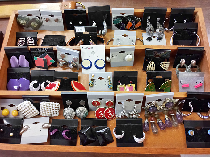 Treasure island for accessory hunters—each pair of earrings represents a different era, style, and possibly first date.