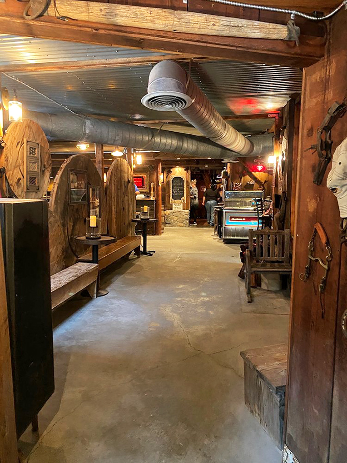 The entrance hallway feels like walking through a time portal to when dining was an experience, not just a meal.