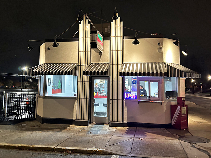 At night, Powers glows like a beacon of hope for the hungry, its neon sign promising salvation in slider form to downtown revelers.