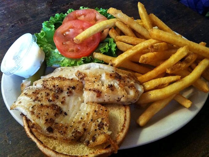 This fish sandwich whispers "fresh catch" louder than most restaurants can shout about their daily specials.
