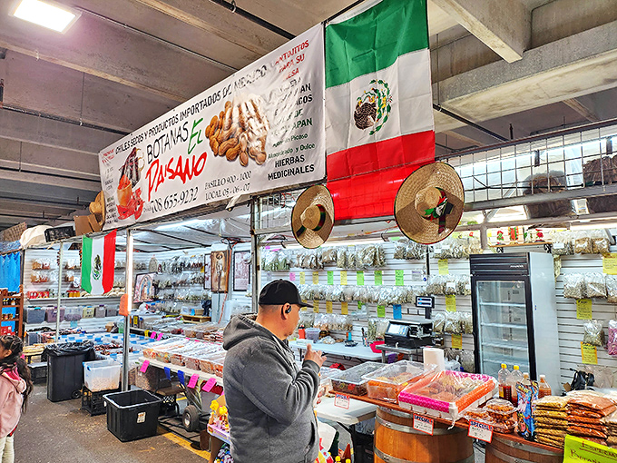 Mexican flavors and vibrant colors bring a taste of heritage to hungry shoppers. Those straw hats aren't just decoration &ndash; they're atmosphere.