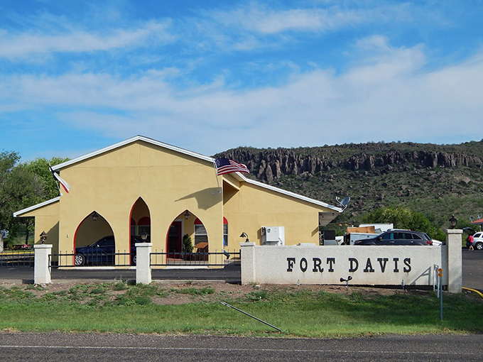 "Fort Davis" spelled out in stone&mdash;a fitting welcome to a town that's as straightforward and authentic as its stunning natural surroundings.