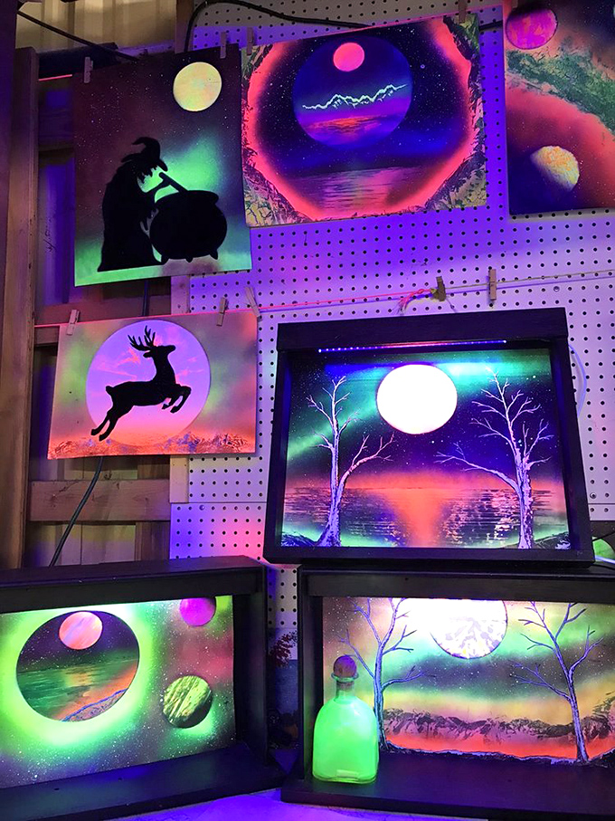 Cosmic art that transforms under special lighting. The deer isn't jumping over the moon&mdash;it's leaping through dimensions.