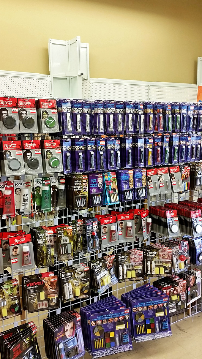 Halloween makeup kits await year-round, because sometimes Tuesday needs a zombie apocalypse or vampire transformation to liven things up.