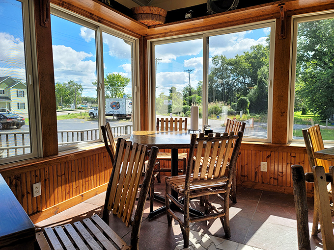 Warm wood paneling and large windows create the perfect backdrop for seafood feasts where Delaware's coastal bounty takes center stage.