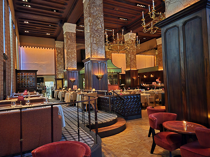 Marble columns and chandeliers transport you to a bygone era of elegance. This isn't just dinner&mdash;it's time travel with excellent service.