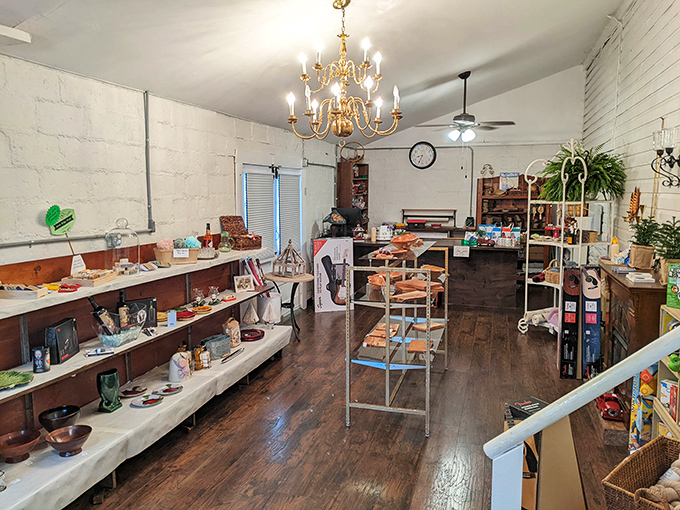 A chandelier hanging in a general store? That unexpected touch of elegance is exactly why places like this capture our hearts.