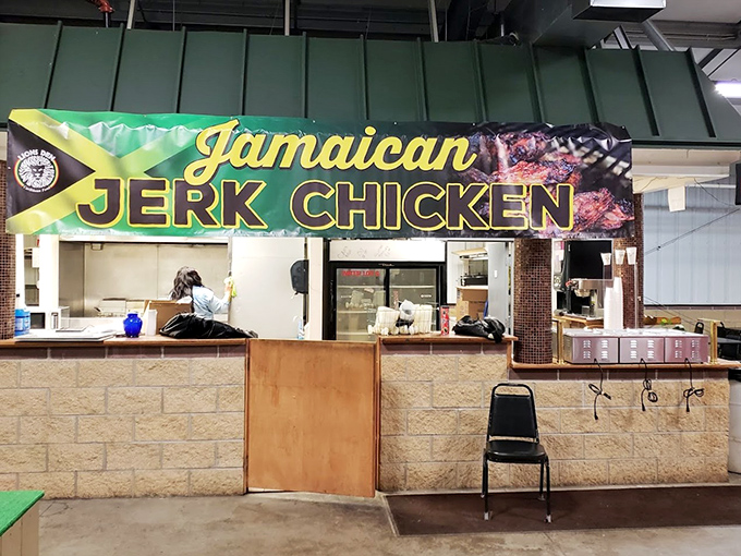 Spice up your flea market experience! This Jamaican Jerk Chicken stand proves that shopping works up an appetite that only bold flavors can satisfy.