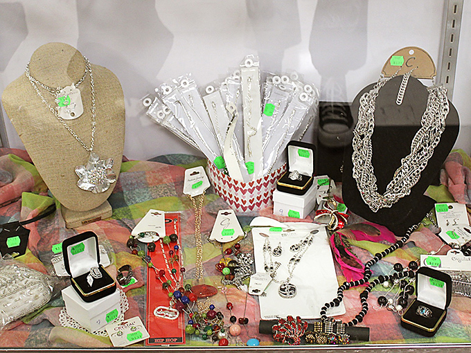 The jewelry counter gleams with possibility—costume pieces and occasional hidden gems await the discerning eye and patient browser.