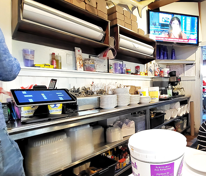 Behind the scenes where the magic happens&mdash;a well-organized kitchen ready to transform the day's catch into memorable meals.
