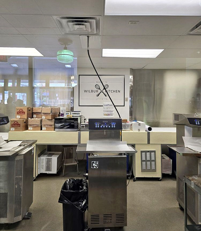 The Wilbur Kitchen&mdash;where chocolate dreams become reality. This behind-the-scenes glimpse reveals the laboratory where sweet science happens daily.