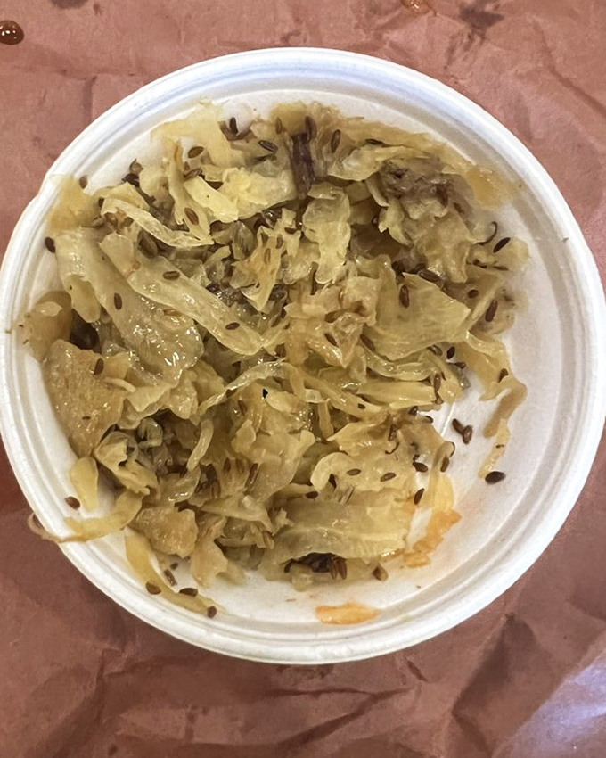 Kraut with caraway seeds&mdash;the unsung hero of barbecue sides. This tangy palate cleanser cuts through the richness like a well-timed joke at a funeral.