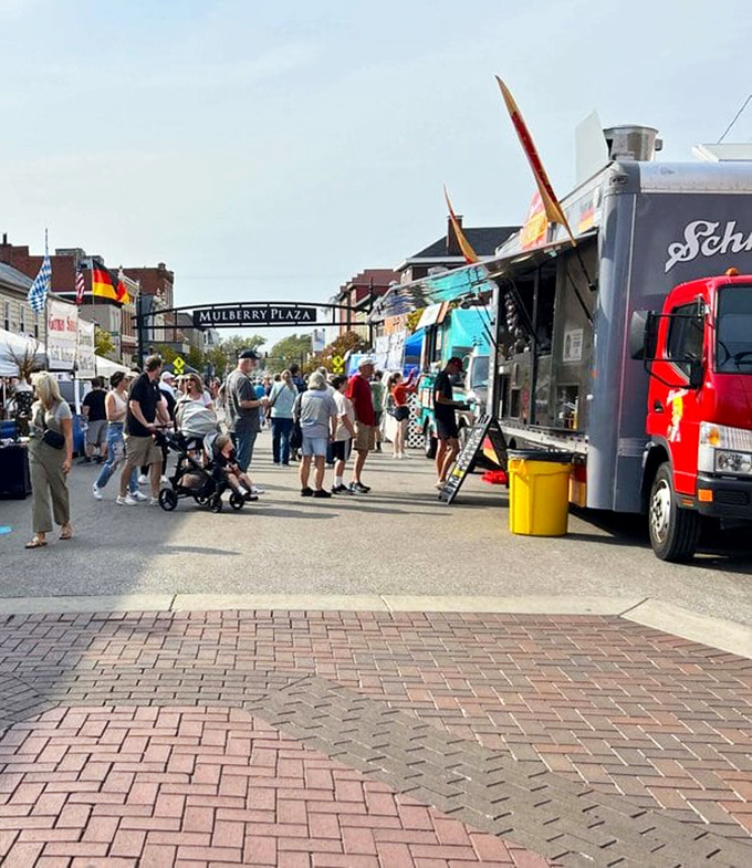Mulberry Plaza transforms during festivals, where the only thing more abundant than food trucks are the smiles they produce.