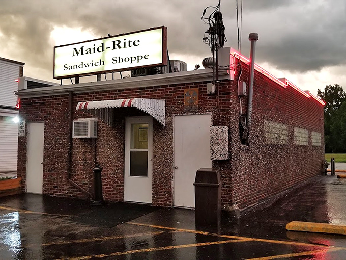 The unassuming Maid-Rite Sandwich Shoppe has been serving its famous loose meat sandwiches for decades. Small building, big flavors!