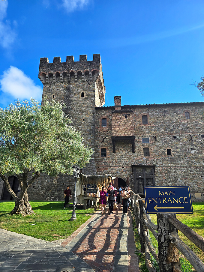 "Main Entrance" signs weren't common in medieval times, but they certainly help today's visitors navigate this stone labyrinth of wine and wonder.