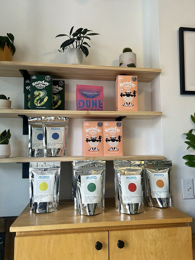 Coffee bean diplomacy on display. The carefully curated selection of roasts shows that Golden Goat takes its role as flavor ambassador very seriously.
