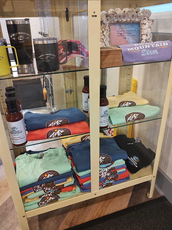The merch display: for when you need to take home proof that you've found the holy grail of breakfast spots in the North Carolina mountains.