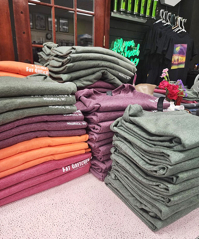 Souvenirs that actually make sense—cozy sweatshirts for those Wisconsin mornings when you need both caffeine and an extra layer.