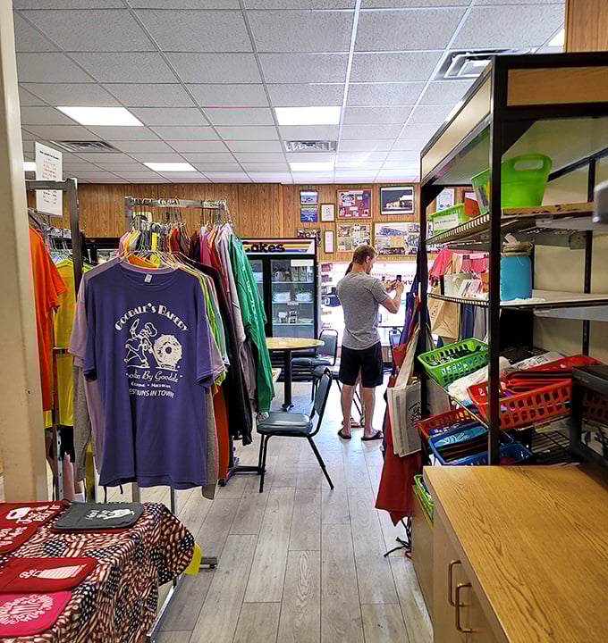 Even the t-shirts celebrate this sweet empire - because some places deserve permanent wardrobe representation.