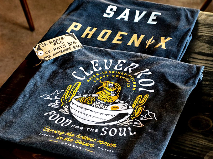 Clever Koi's merch proudly declares its mission: serving the hottest ramen in the desert, both literally and figuratively.