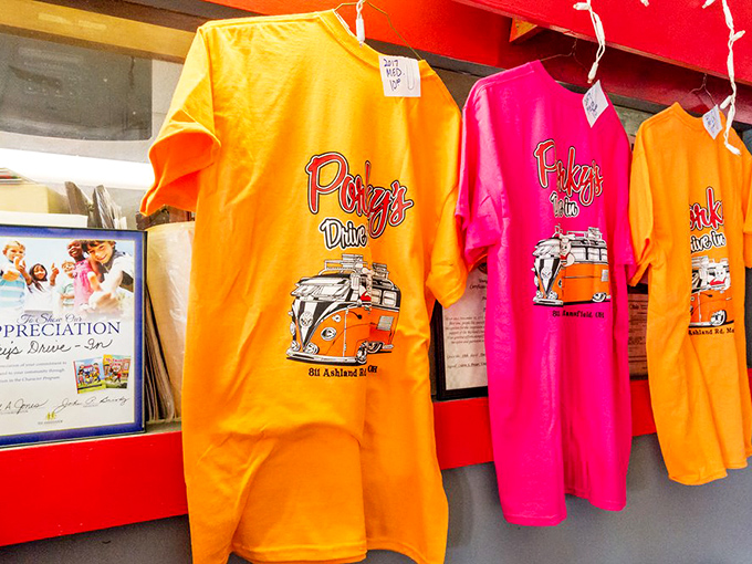 Porky's merch in vibrant colors lets you take home more than just leftovers&mdash;though the shirt won't taste nearly as good as lunch did.