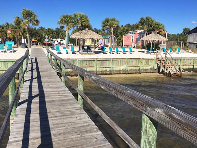 Wooden walkways lead to turquoise chairs and thatched palapas&mdash;beach relaxation that doesn't require a passport or currency exchange.