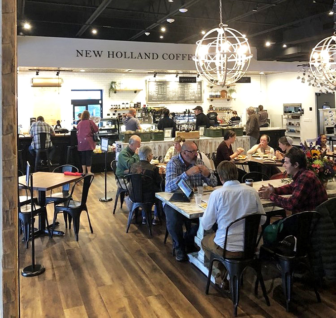 New Holland Coffee Company serves as the town's living room, where locals and visitors alike fuel up before embarking on culinary adventures.