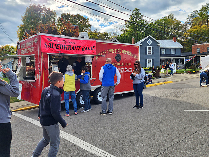 Nothing says "small-town America" quite like a fire department food truck selling sauerkraut balls to enthusiastic festival-goers.