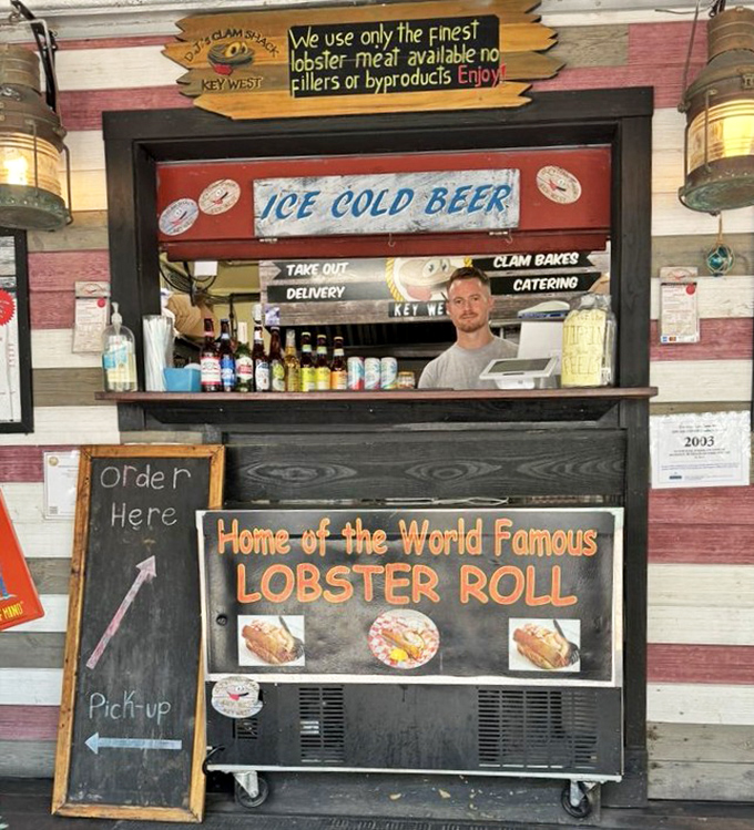 "Home of the World Famous Lobster Roll" isn't just a slogan&mdash;it's a promise delivered daily from this humble order counter.