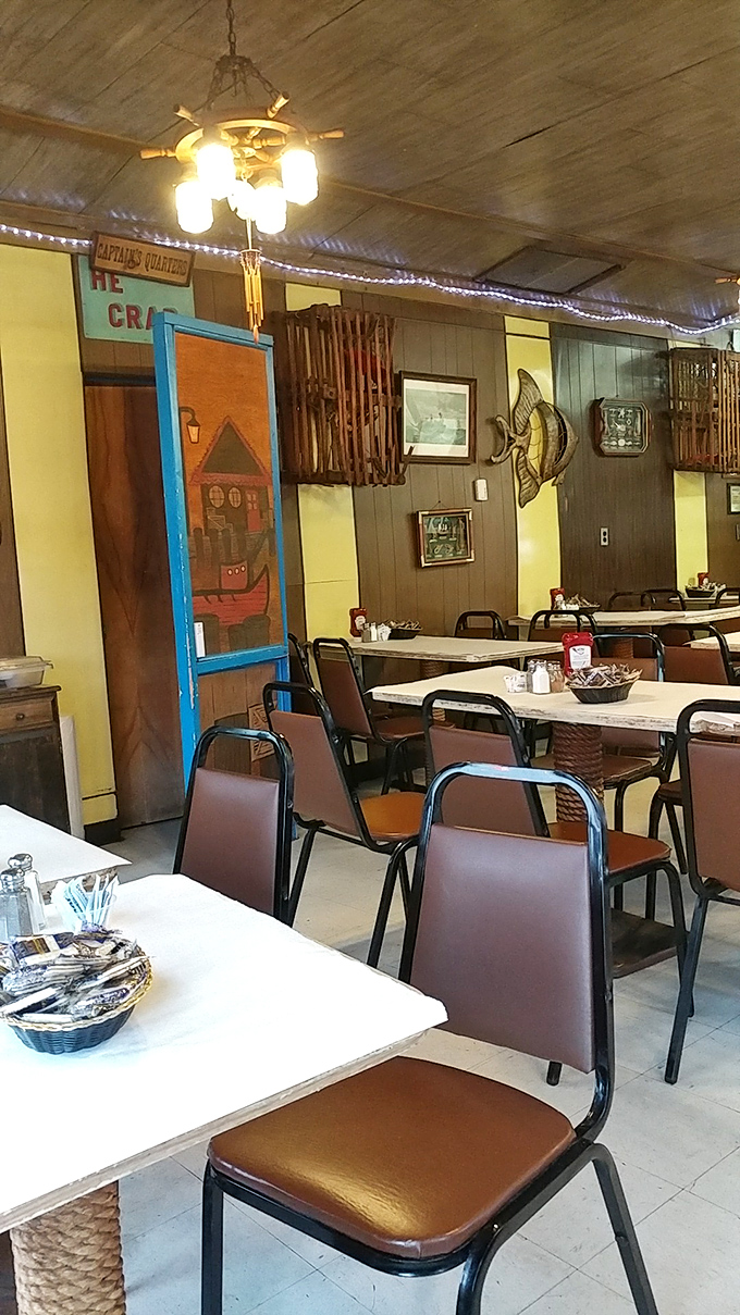 Wood-paneled walls adorned with fishing nets and maritime memorabilia&mdash;the restaurant equivalent of your favorite uncle's stories about the sea.