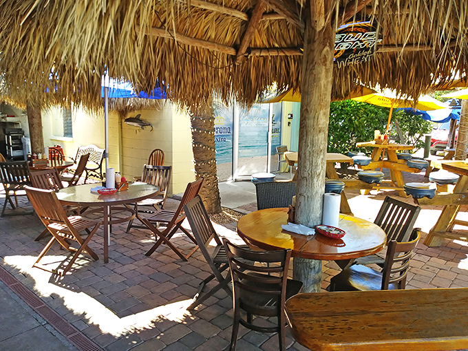 Outdoor seating that captures the essence of Florida dining&mdash;palm fronds overhead, salt air all around, and seafood that tastes like it jumped onto your plate.