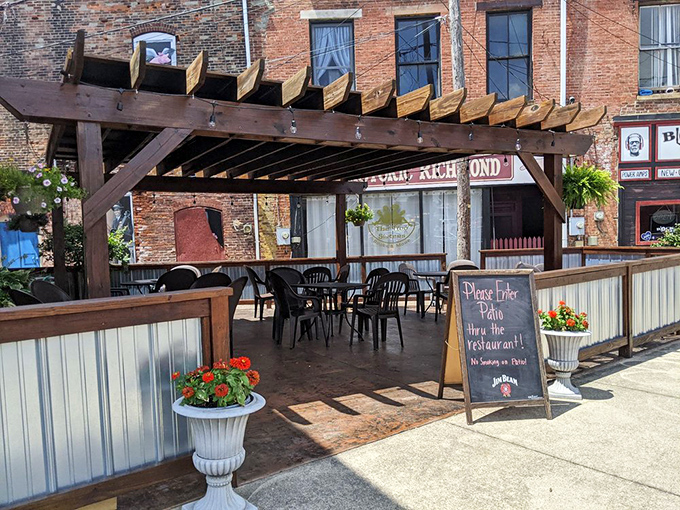 The outdoor patio beckons with the promise of fresh air and the same incredible BBQ. Summer evenings were made for this.