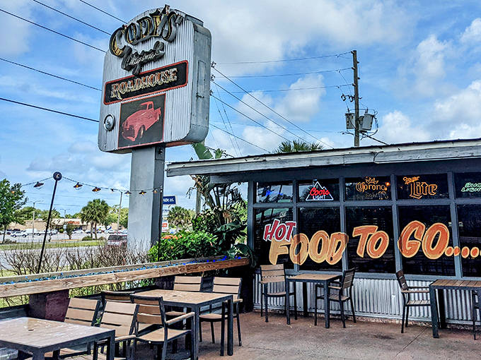 The outdoor patio offers Florida sunshine with your meal, where "Hot Food To Go" seems almost sacrilegious when the setting begs you to linger and enjoy.