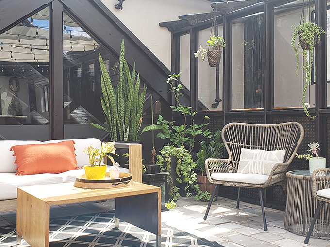 The secret garden you didn't know you needed. This outdoor oasis offers a breath of fresh air between courses.