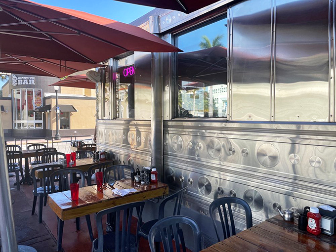 The outdoor patio &ndash; where Miami sunshine meets diner classics, and people-watching becomes an Olympic sport.