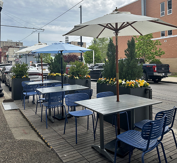 The outdoor patio&mdash;where fresh air, people-watching, and burger consumption create the holy trinity of urban dining pleasure.