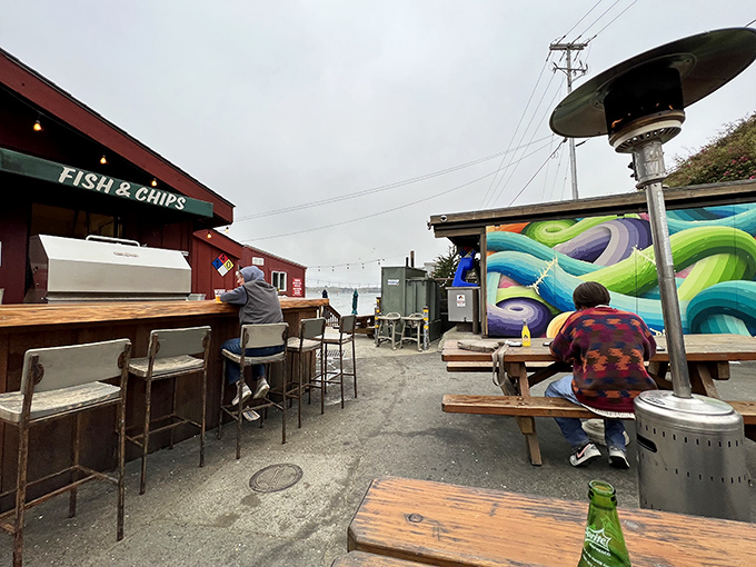 Ocean views with your ocean chews. The outdoor seating area offers the kind of ambiance money can't buy&mdash;unless you're buying fish and chips.