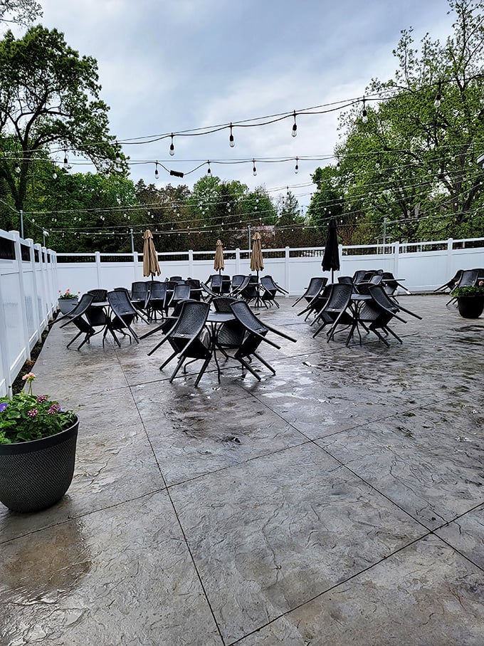 The patio that launched a thousand "let's eat outside" texts. String lights included, summer memories guaranteed.