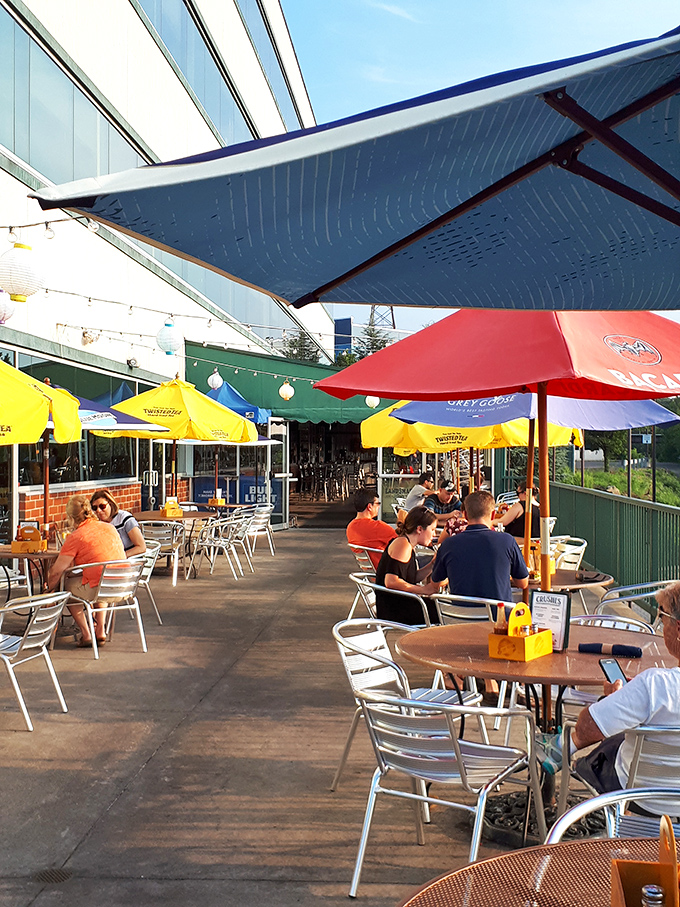 Outdoor dining that captures Pennsylvania's perfect days. Under those colorful umbrellas, even a simple sandwich tastes like a special occasion.