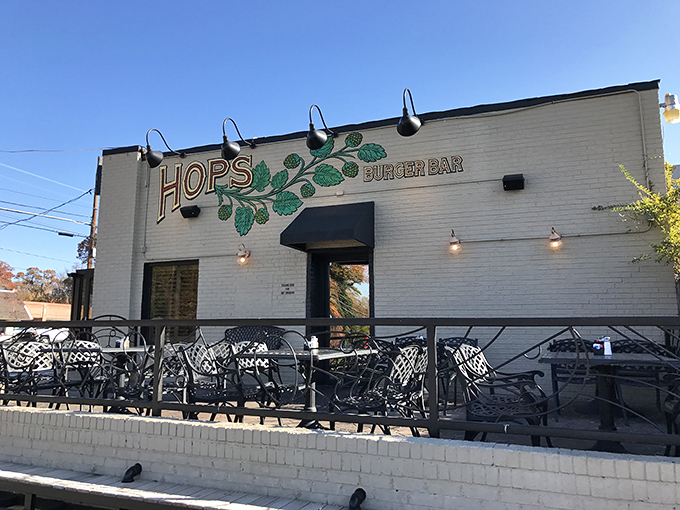 Outdoor seating perfect for people-watching while contemplating whether cauliflower really can change your life perspective.