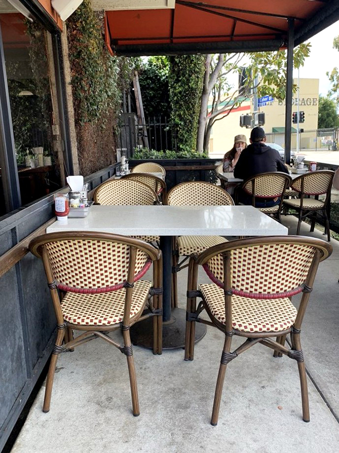 Sidewalk seating where California sunshine meets breakfast perfection&mdash;nature's best dining room.