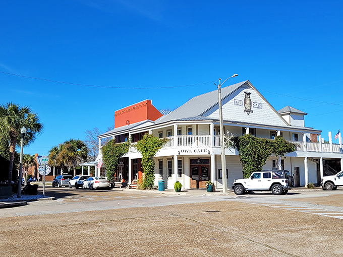 The Owl Caf&eacute;'s corner perch offers the perfect vantage point for people-watching while savoring the catch of the day.