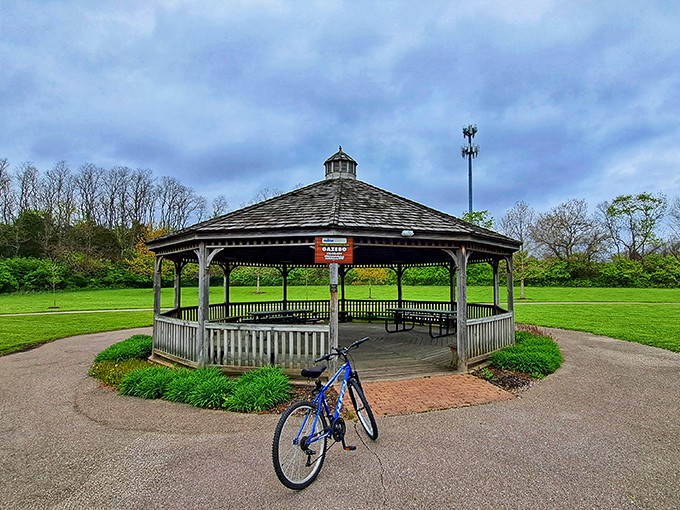The town gazebo stands like a conductor ready to orchestrate perfect afternoons of picnics, proposals, and peaceful contemplation.