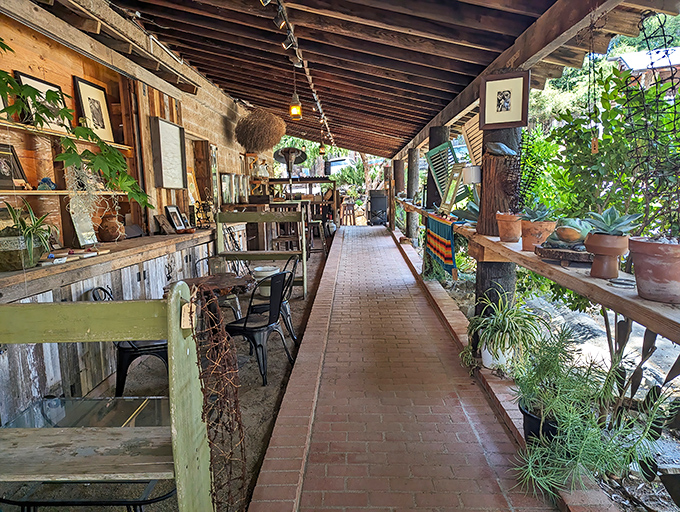 The covered patio feels like your coolest friend's back porch&mdash;if your friend happened to be a master of rustic California charm.